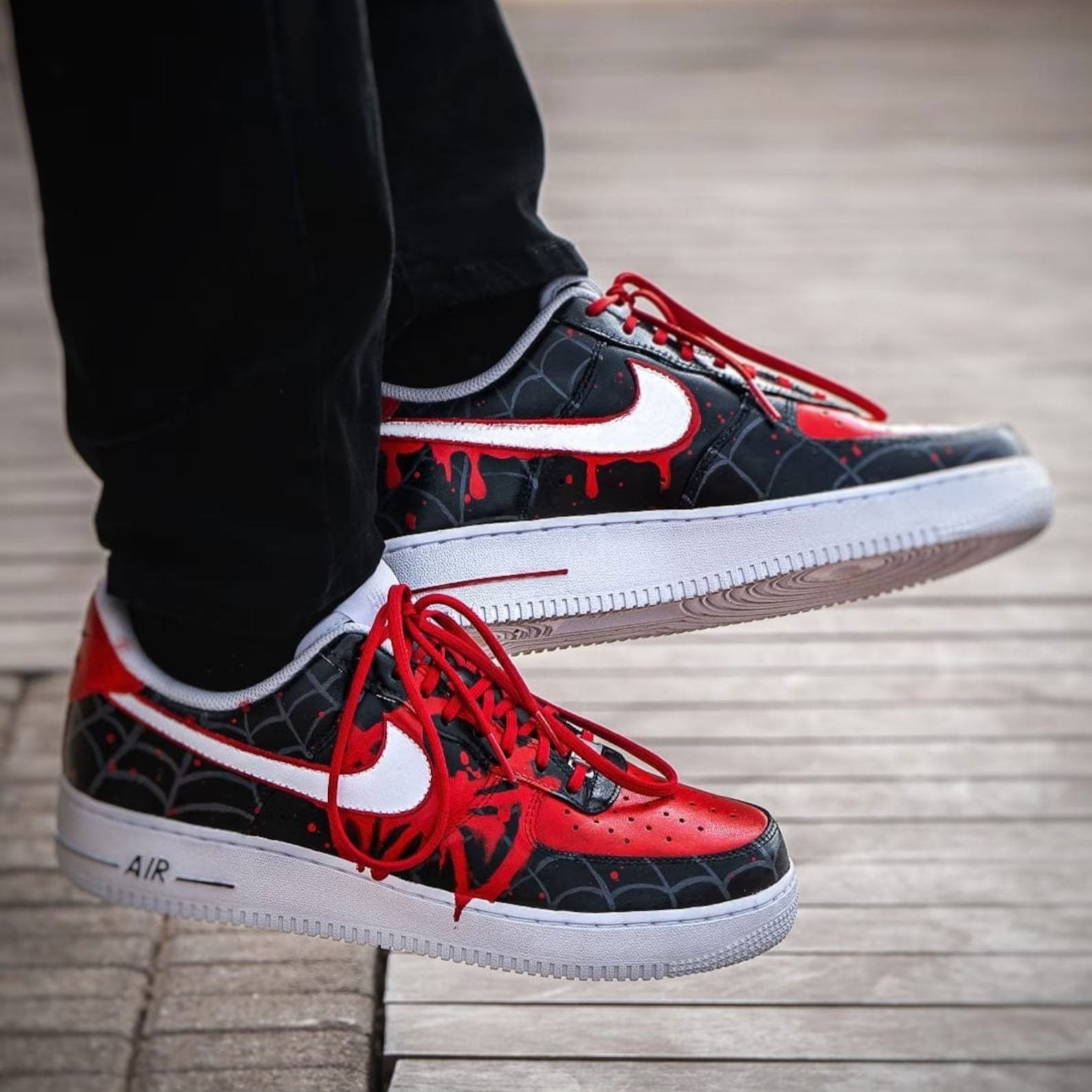 Red Black Spider-Man Hand Painted Custom Air Force 1 – XX CUSTOM