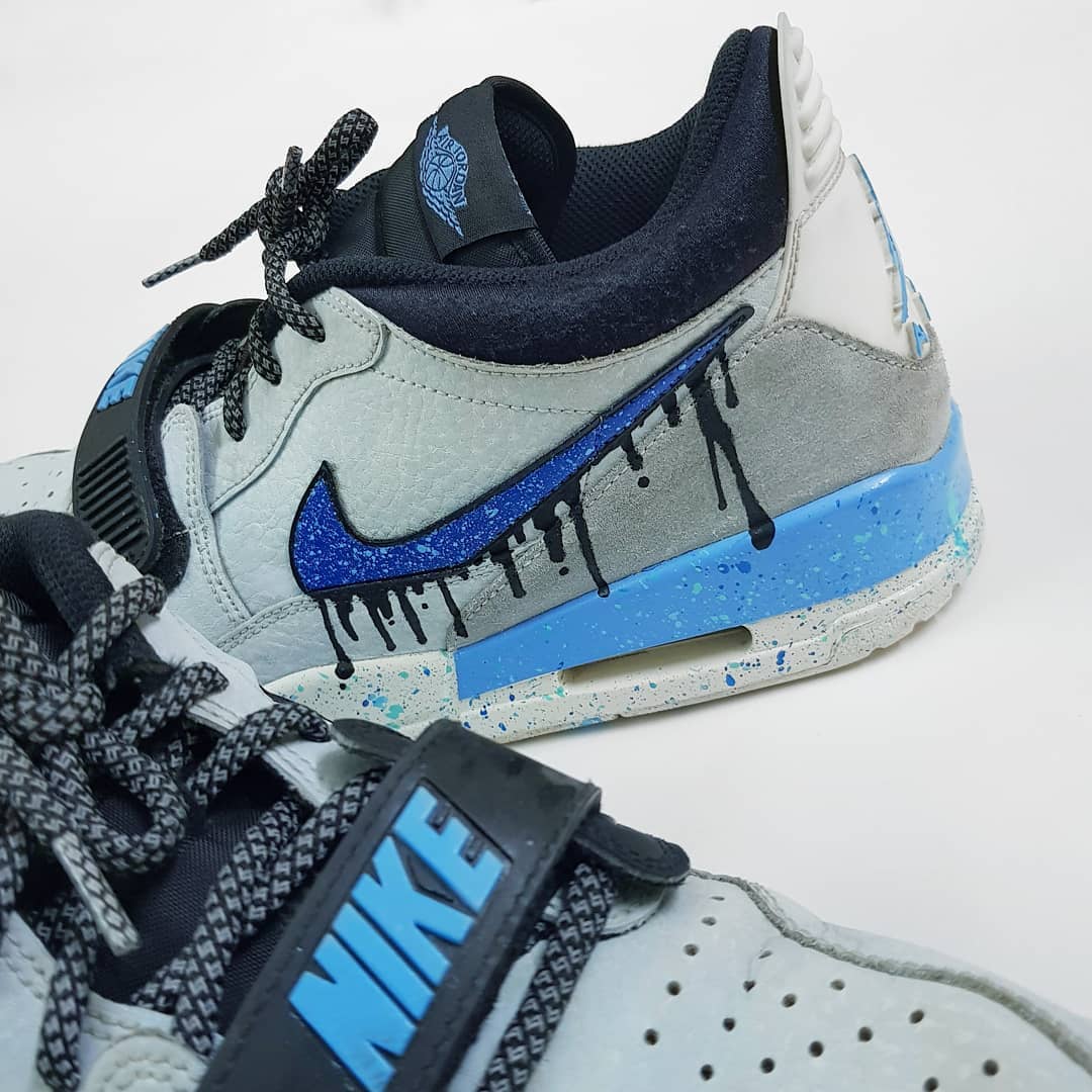 Dripping Swoosh Gray Blue Custom Air Jordan 4 – XX CUSTOM