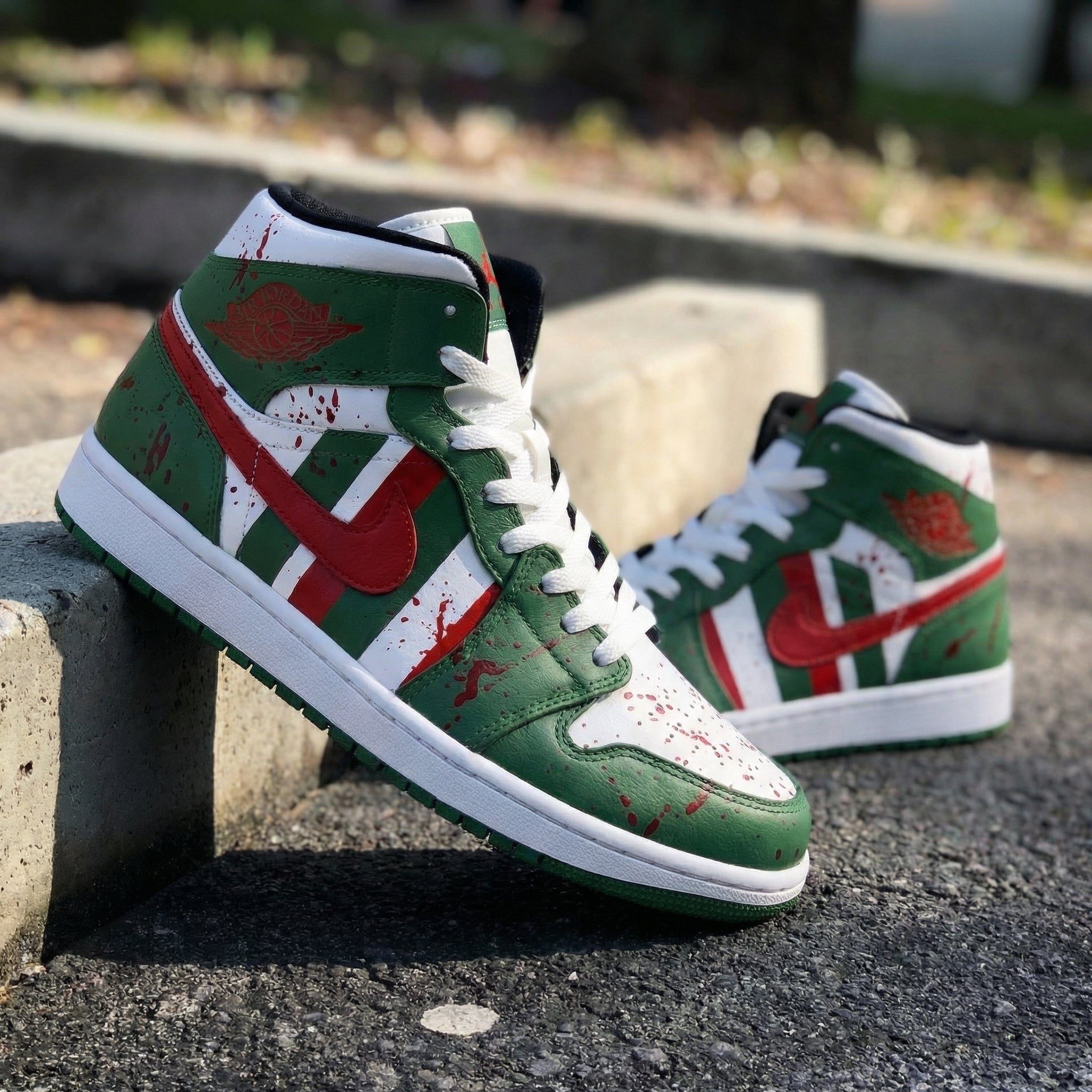 Blood - Splatter Green Red Custom Air Jordan 1 – XX CUSTOM