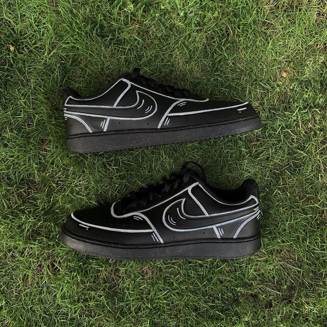 Custom Nike Court Vision Black Line Drawing – XX CUSTOM