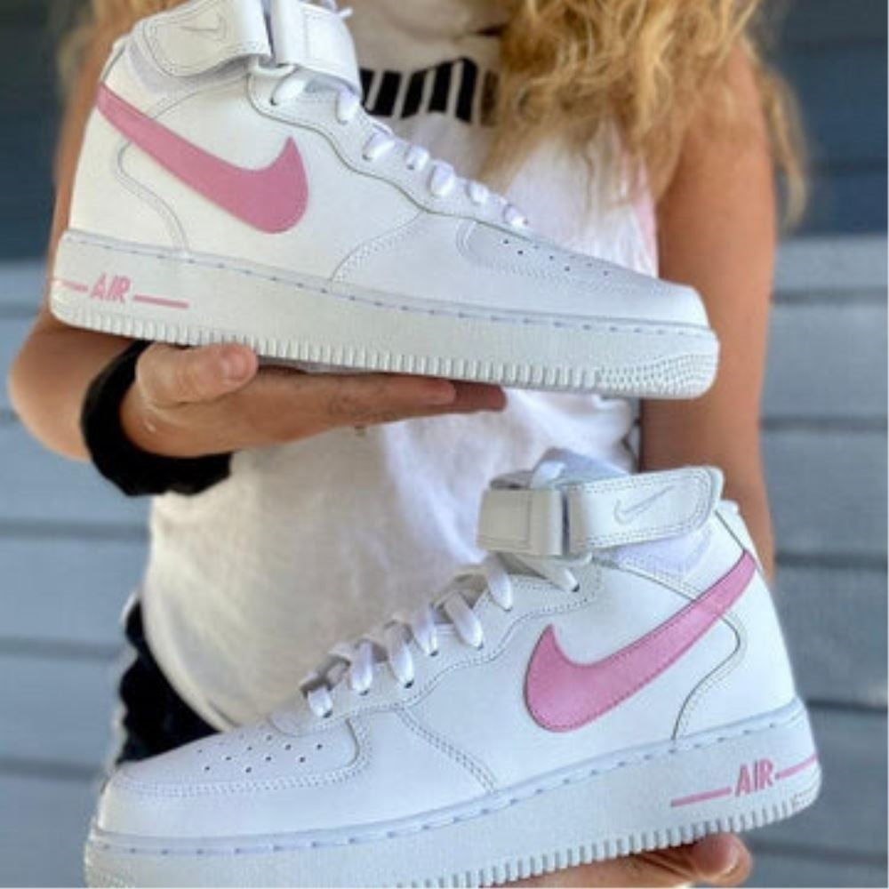 Pink Swoosh Custom Air Force 1 Mid – XX CUSTOM