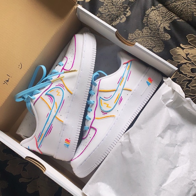 Neon Lines Baby Blue Custom Air Force 1 – XX CUSTOM