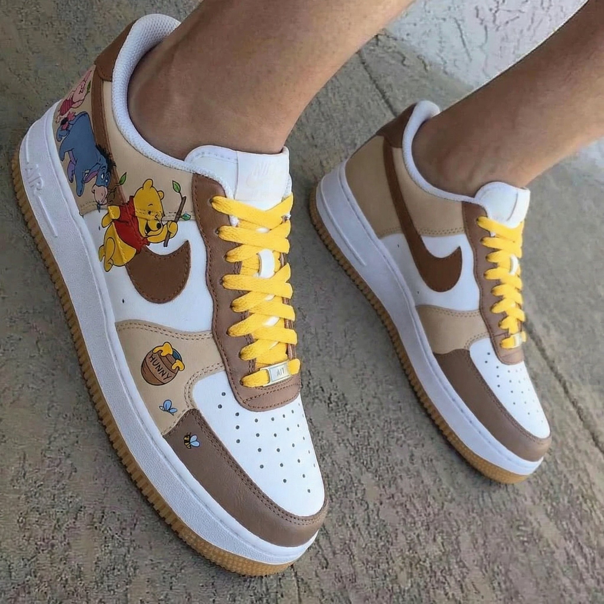 Winnie The Pooh Theme Yellow Brown Custom Air Force 1 – XX CUSTOM